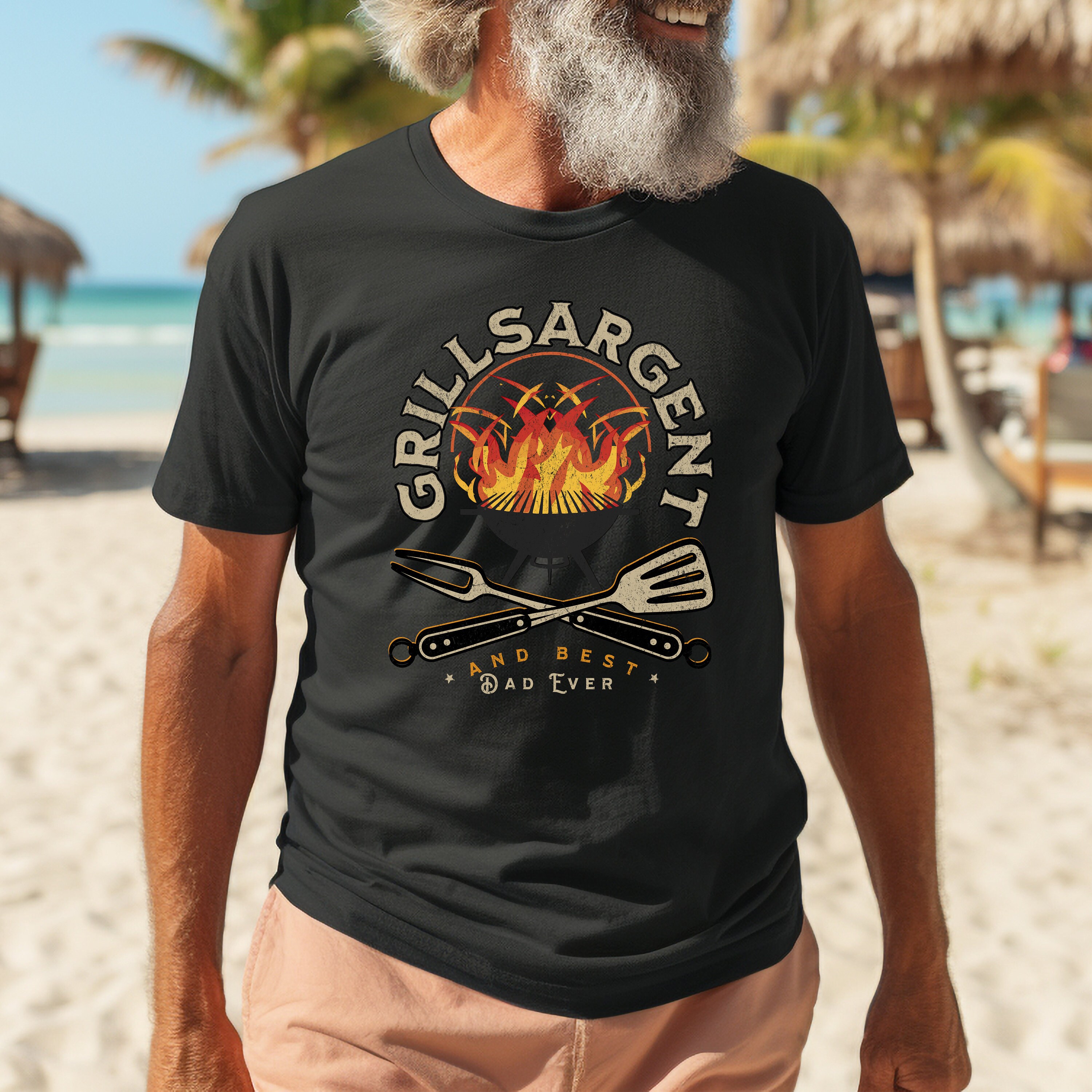 Best Dad Grill Sergeant BBQ T-shirt, Funny Barbecue Chef Shirt, Men's ...