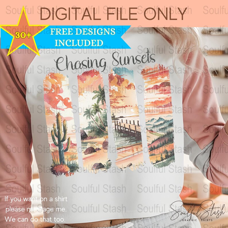 Retro Chasing Sunsets PNG, Digital Download, Summertime Sublimation ...