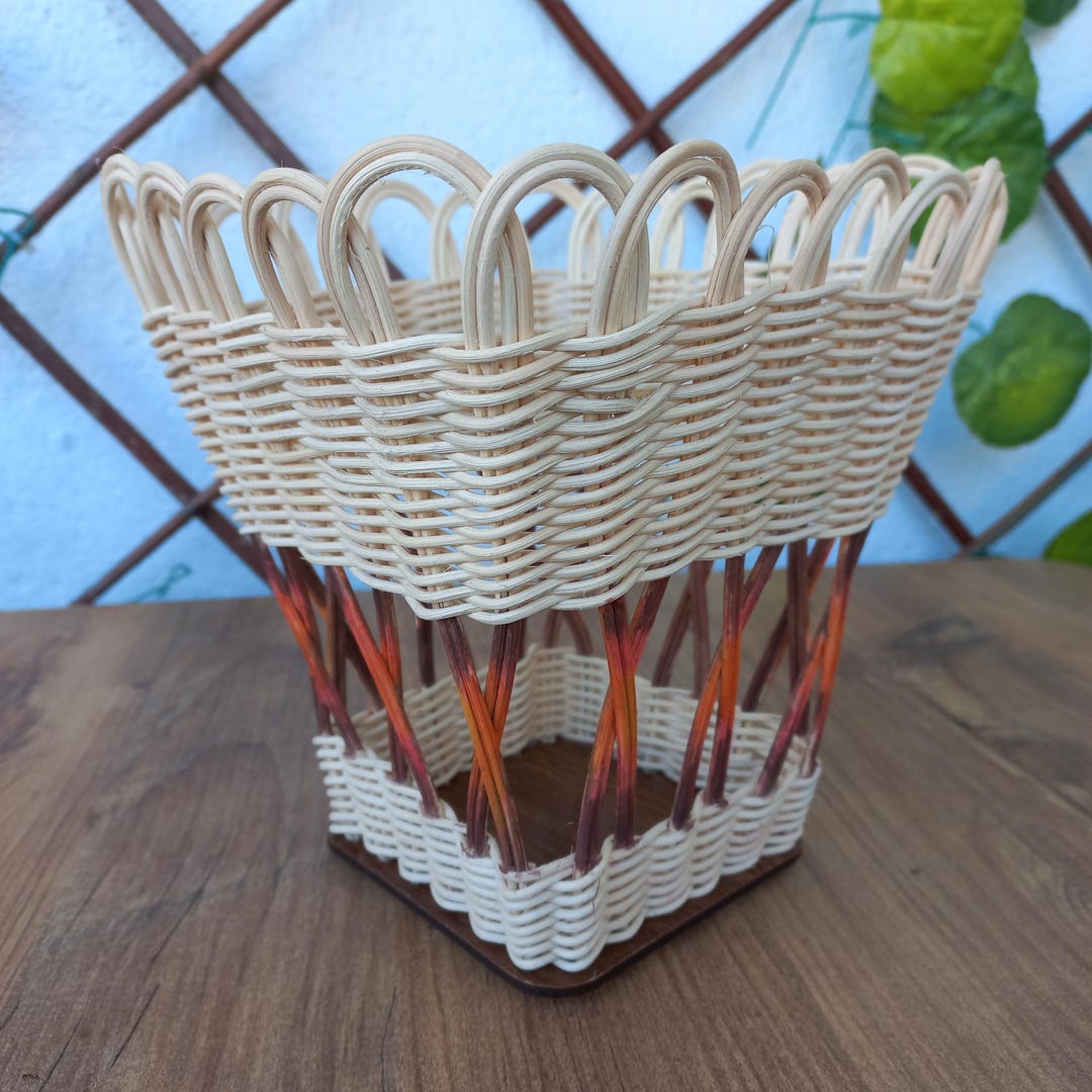 Handmade Colorful Rattan Spoon Holder, Natural,rustic Kitchen Organizer ...