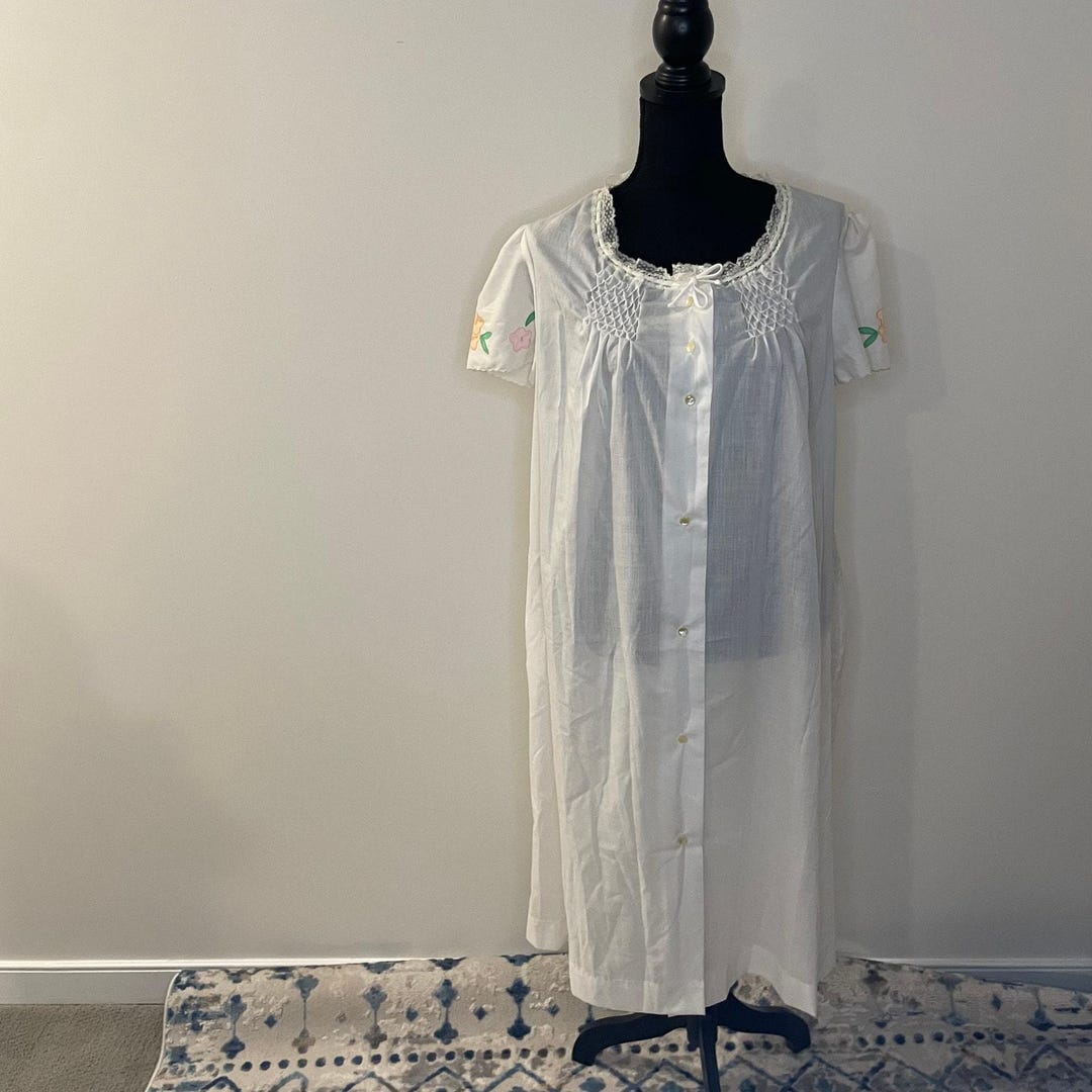 Vintage Chevelle Sheer Robe SMALL Button Down Grandma Lace Button Down ...