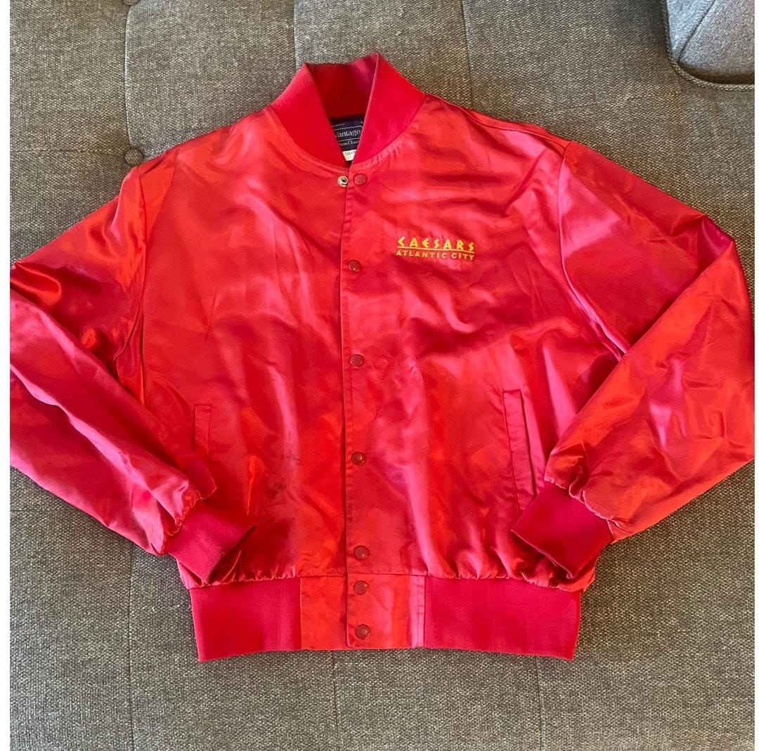 Caesars Emperors Club Atlantic City Red Satin Bomber Jacket Made in USA ...