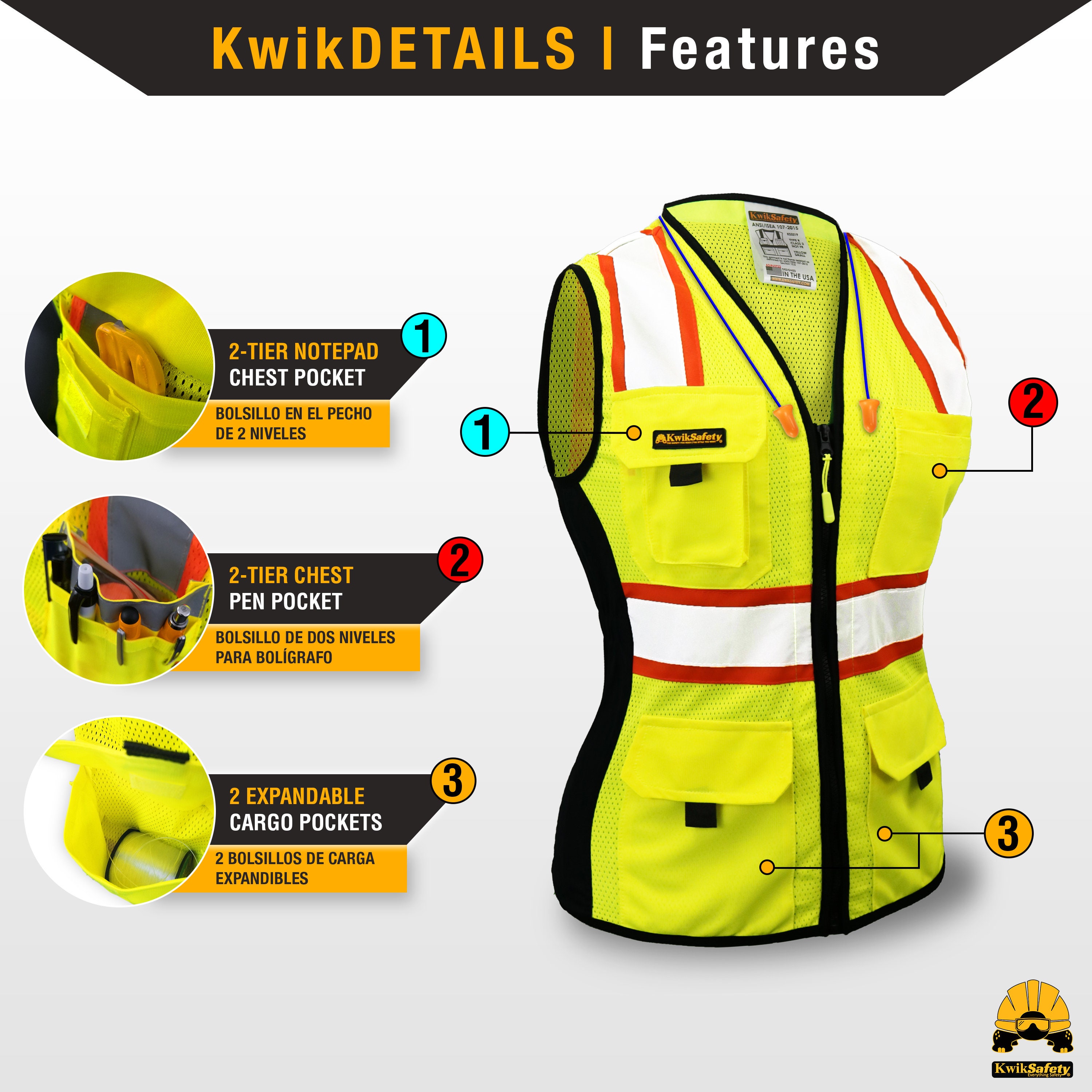Kwiksafety FIRST LADY Safety Vest for Women (solid Reflective Tape ...