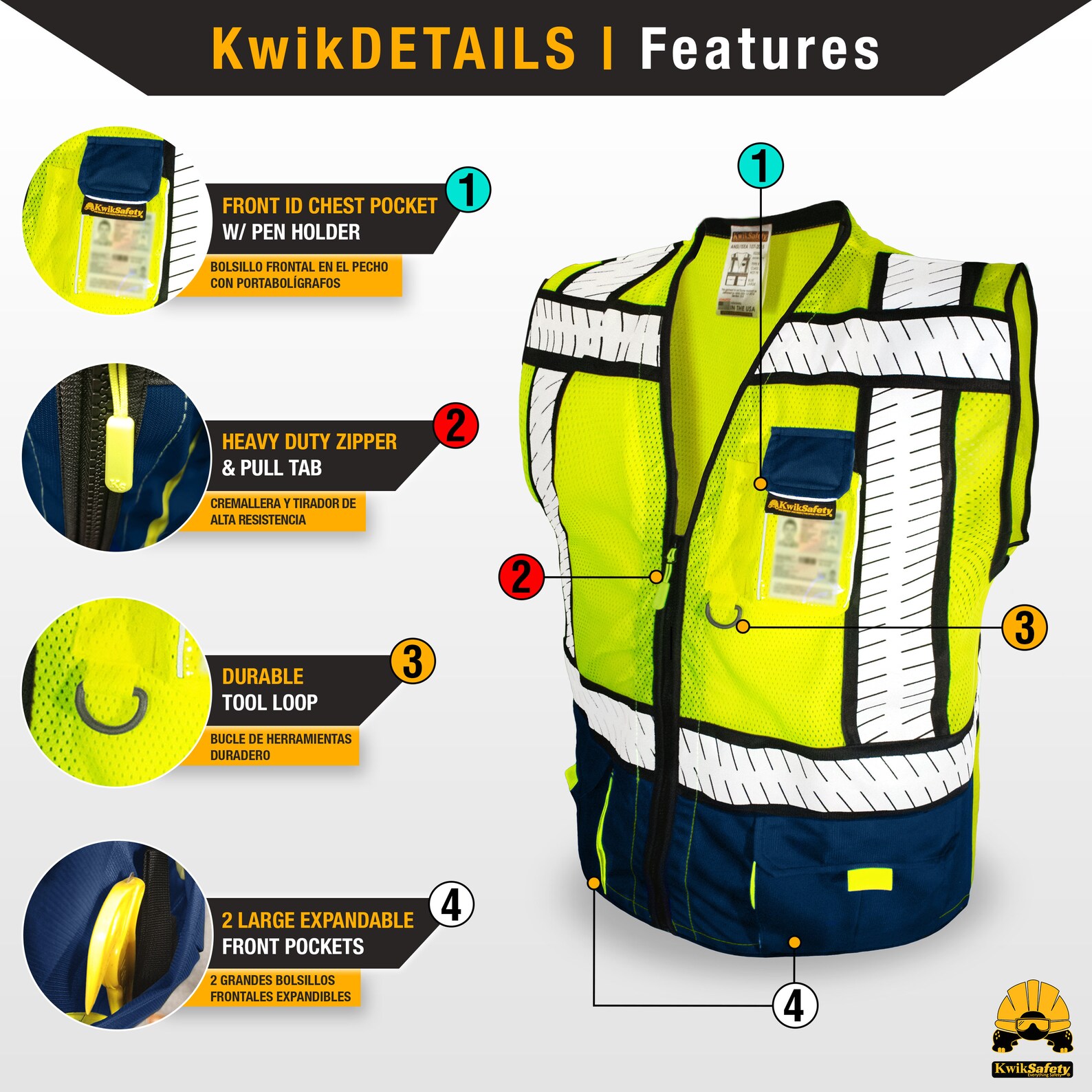 Kwiksafety SHERIFF Safety Vest (multi-use Pockets) Class 2 Ansi Tested ...