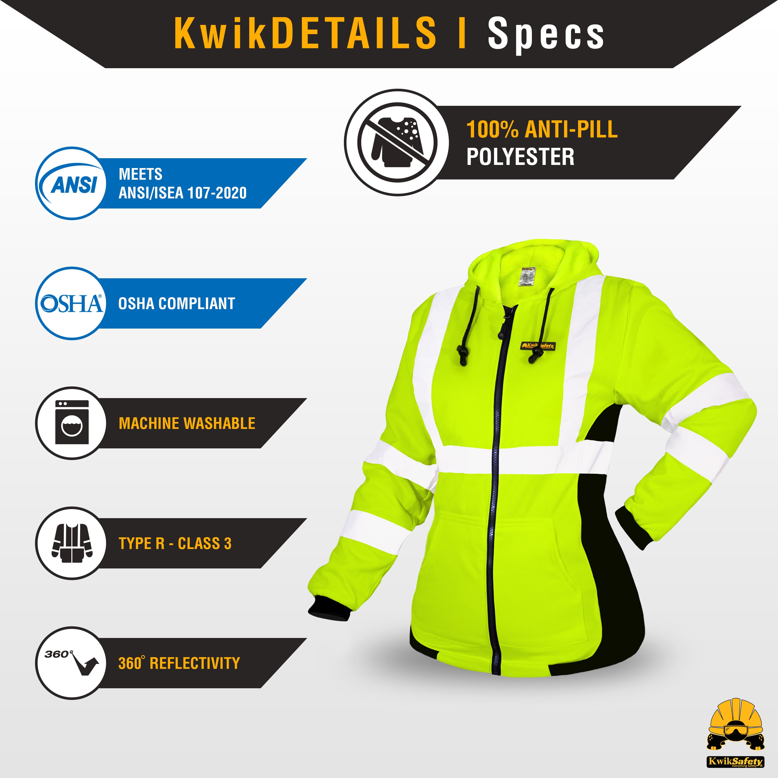 Kwiksafety ROGUE Safety Jacket for Women Class 3 Ansi Osha Reflective ...