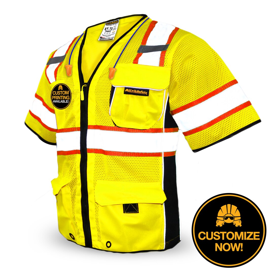 Kwiksafety EXECUTIVE Safety Vest (10 Pockets) Class 3 Ansi Tested Osha ...