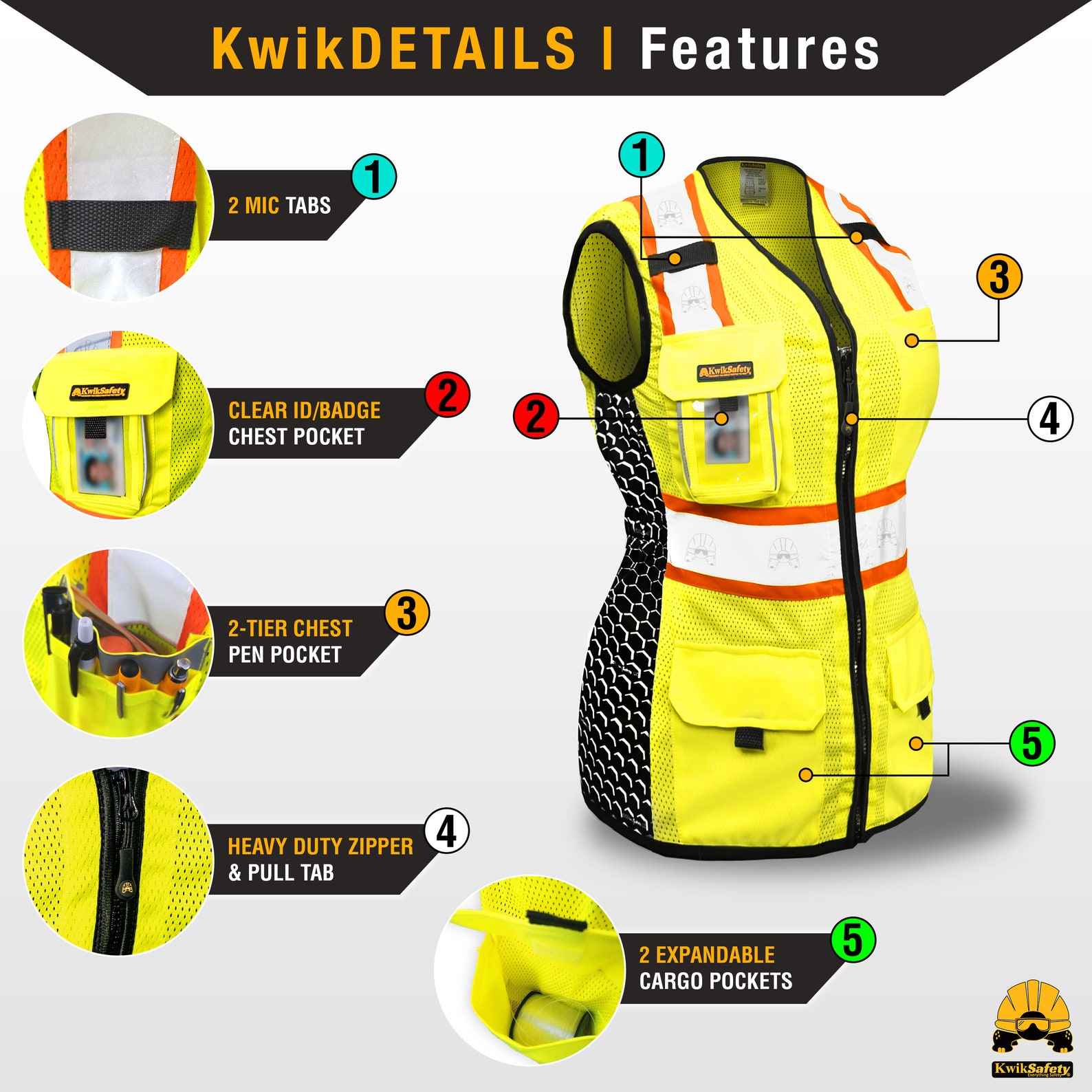 Kwiksafety QUEEN BEE Safety Vest for Women (limited Edition HONEYCOMB ...