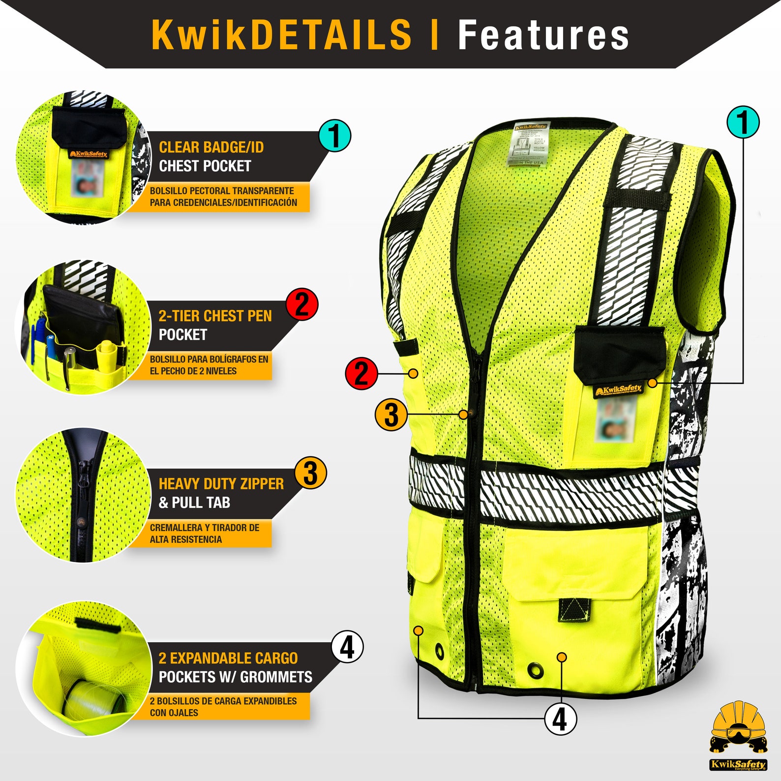 Kwiksafety ROADBOSS PREMIUM Safety Vest (truck Tread Tape) Class 2 Ansi ...