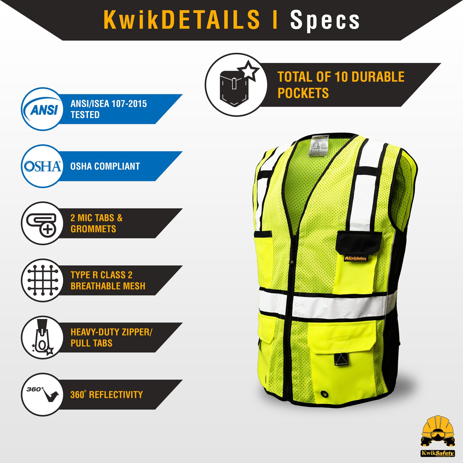 Kwiksafety ROADBOSS ECONOMY Safety Vest (solid Reflective Tape) Class 2 ...