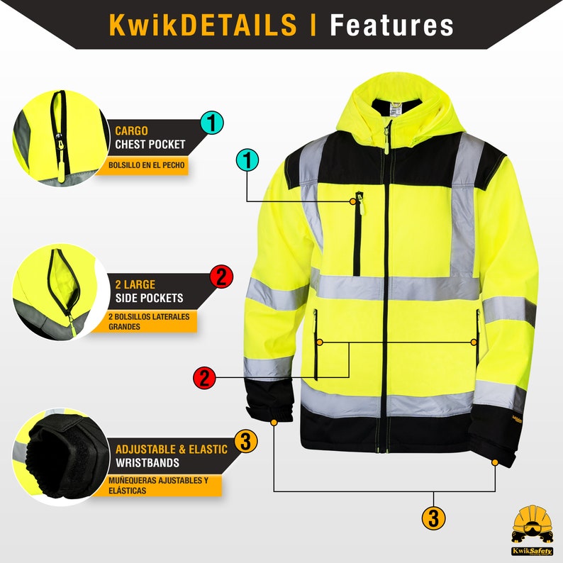 Kwiksafety AGENT Safety Jacket (detachable Hood) Class 3 Ansi Tested ...