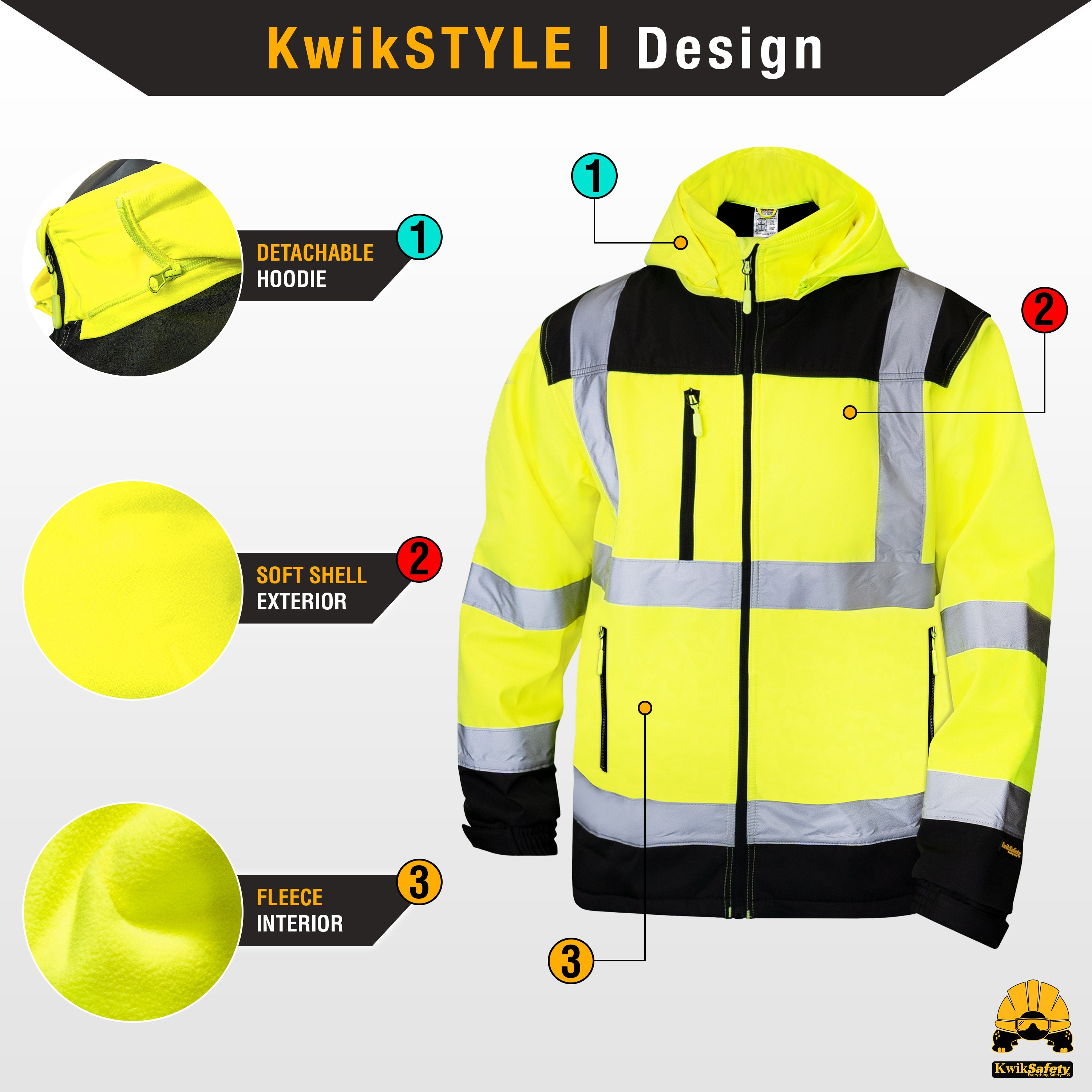Kwiksafety AGENT Safety Jacket (detachable Hood) Class 3 Ansi Tested ...