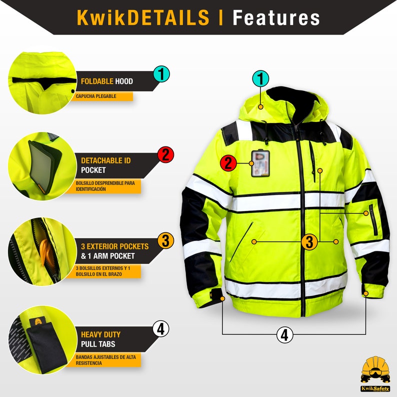 Kwiksafety ENFORCER Safety Jacket (detachable ID Pocket) Class 3 Ansi ...