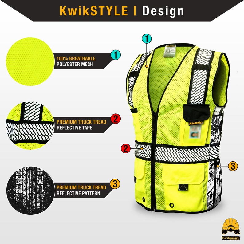 Kwiksafety ROADBOSS PREMIUM Safety Vest (truck Tread Tape) Class 2 Ansi ...