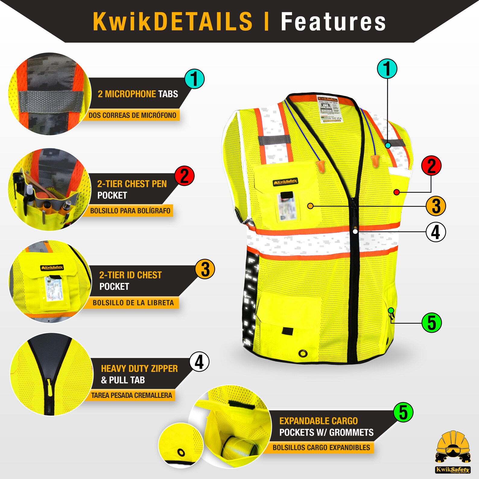 Kwiksafety BIG KAHUNA DIGITAL Hi Vis Reflective Osha Ansi Surveyor ...