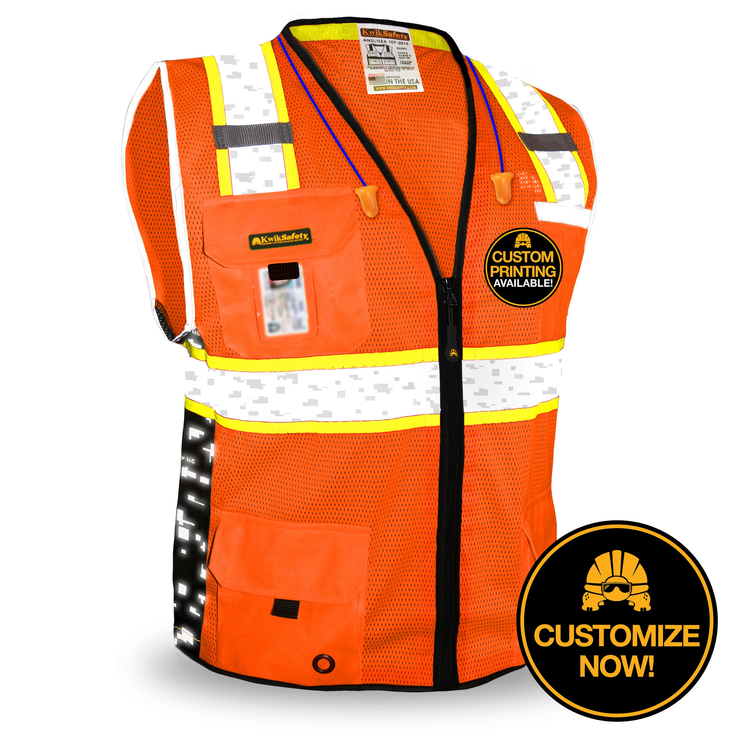 Kwiksafety BIG KAHUNA DIGITAL Hi Vis Reflective Osha Ansi Surveyor ...
