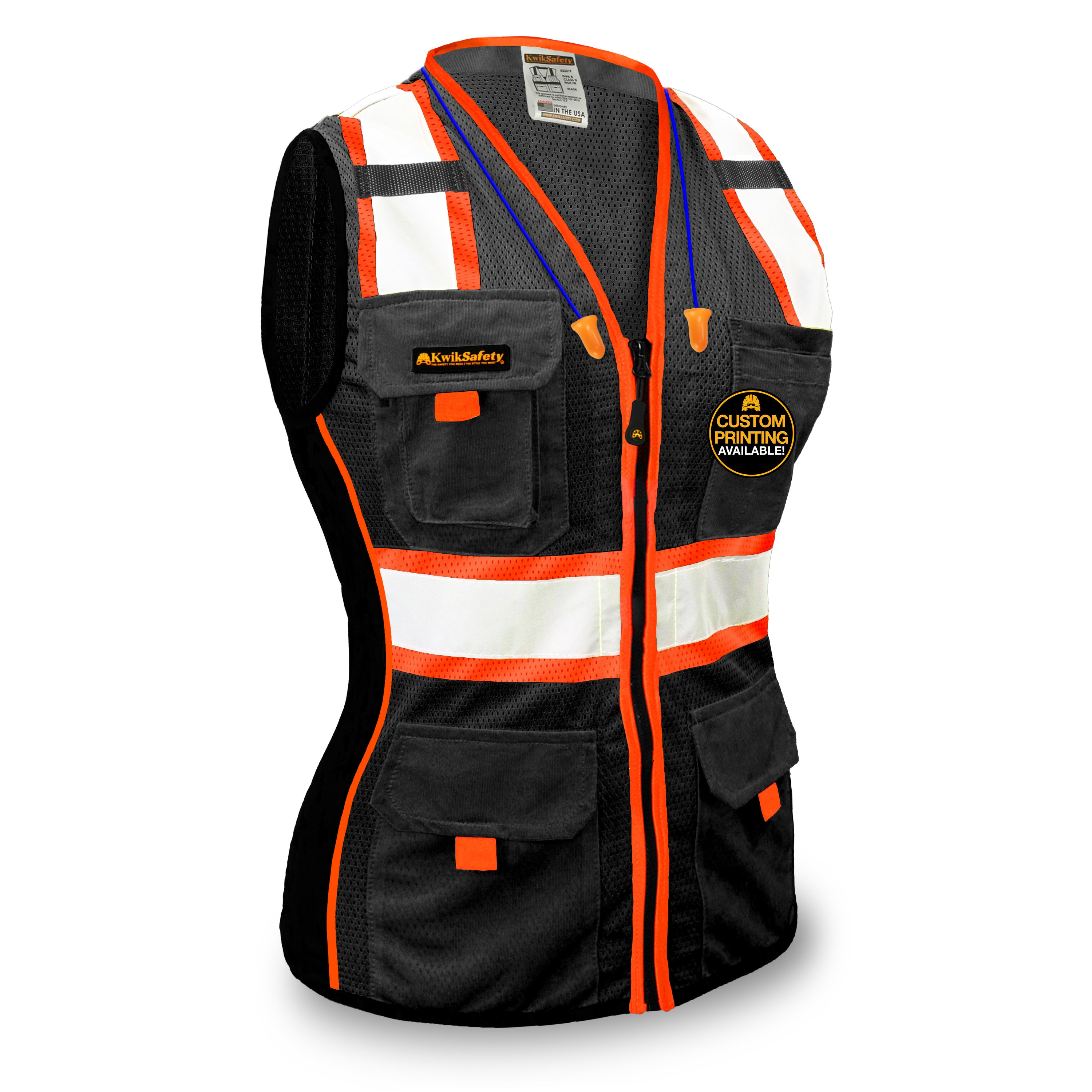 Kwiksafety BLACK WIDOW Safety Vest for Women (snug-fit) 9 Pockets ...