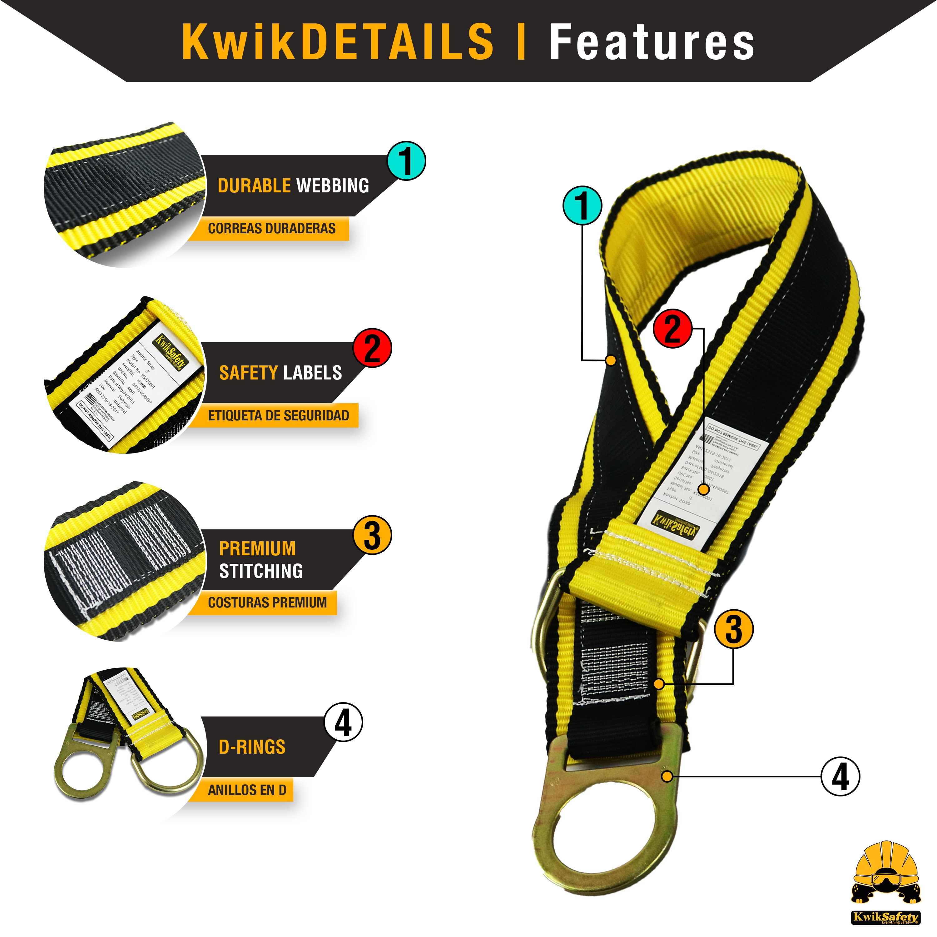 Kwiksafety GIBBON GRIP Fall Protection Anchor Choker ANSI Cross Arm ...