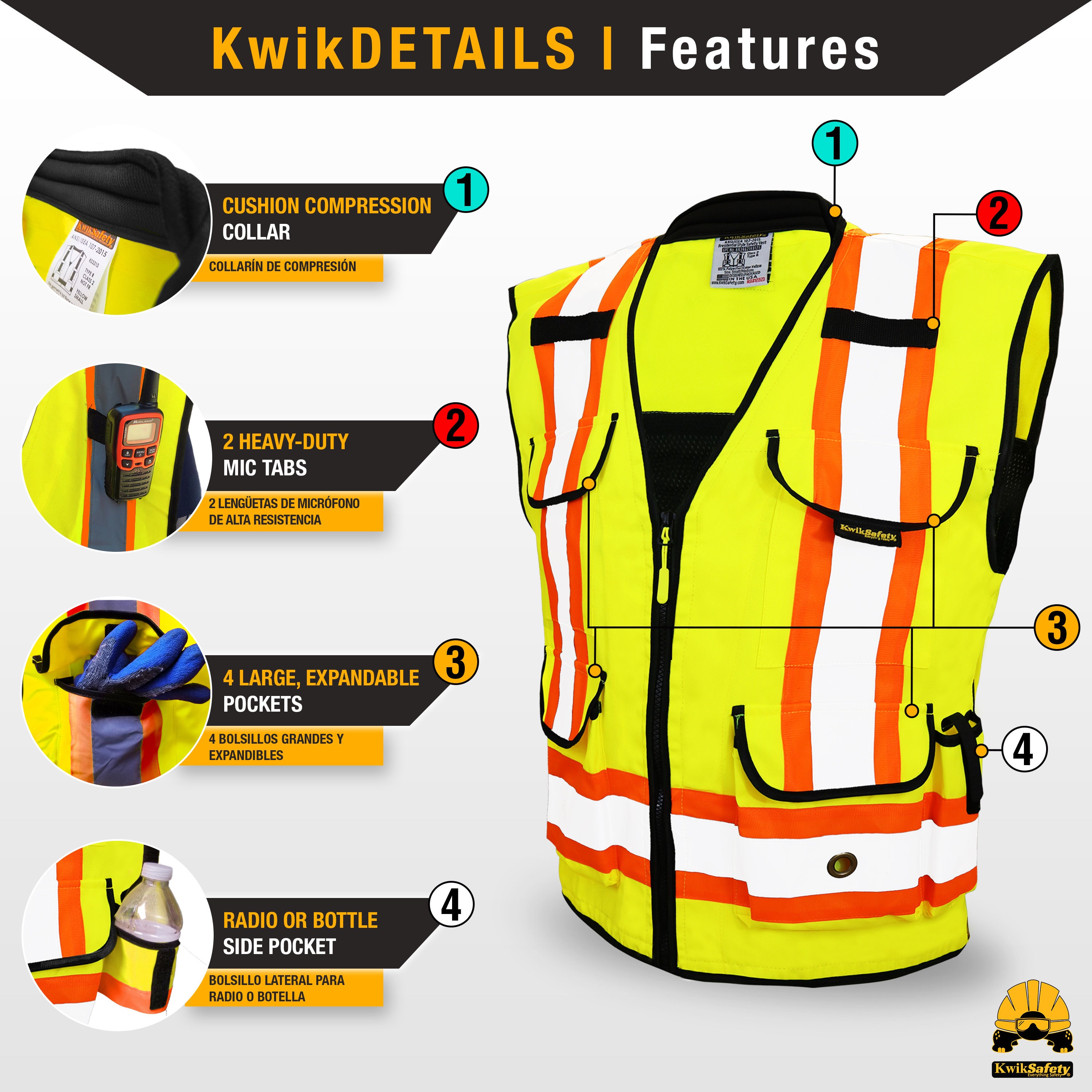 Kwiksafety GODFATHER Safety Vest (cushioned Collar) Class 2 Ansi Tested ...