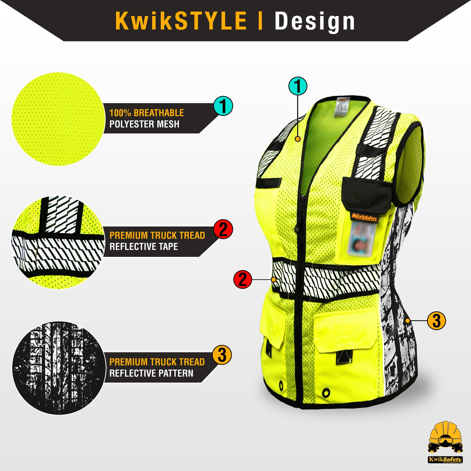 Kwiksafety ROADBOSS PREMIUM Safety Vest for Women (truck Tread Tape ...