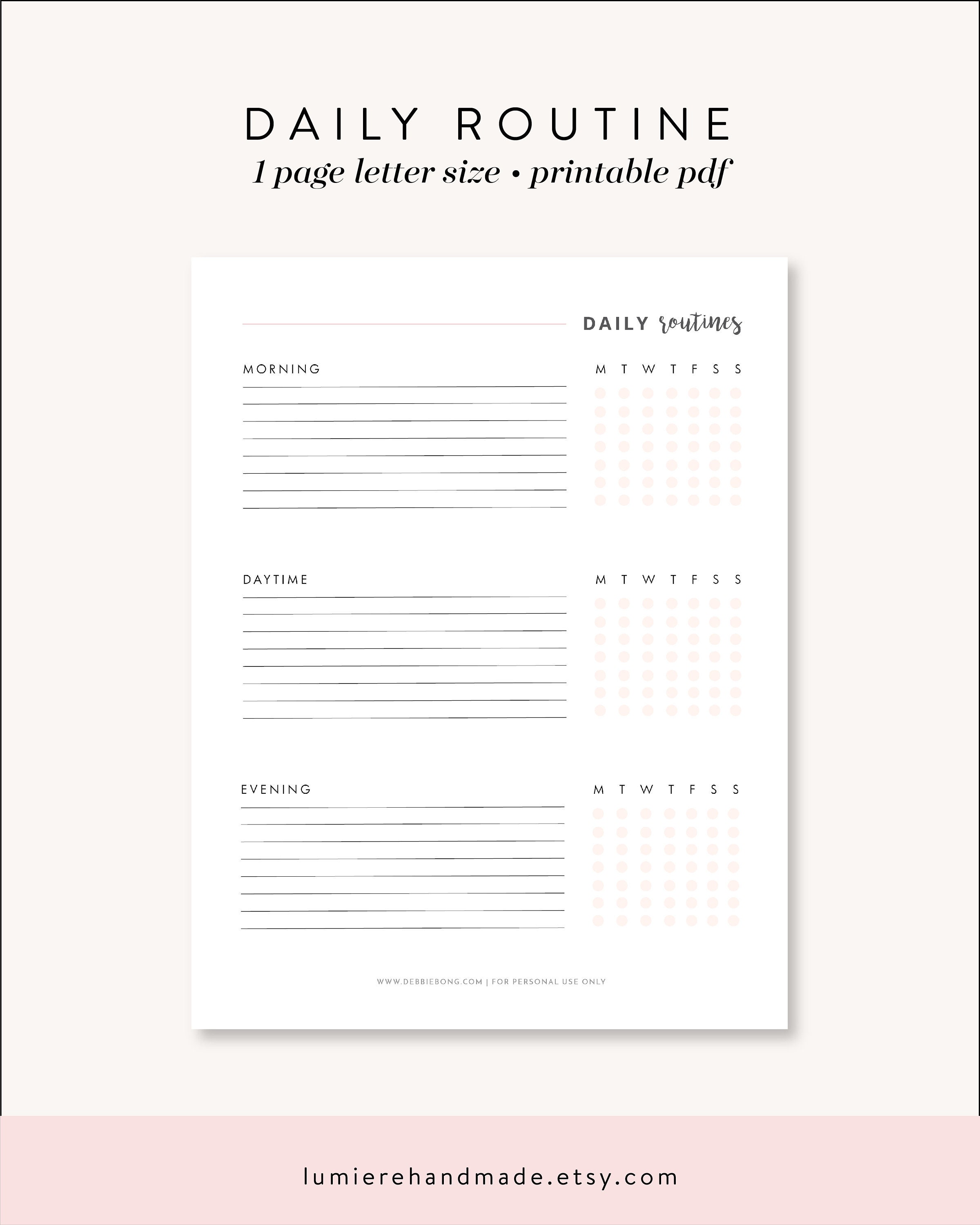 Paper & Party Supplies Printable Daily Routine Habit Tracker Letter ...