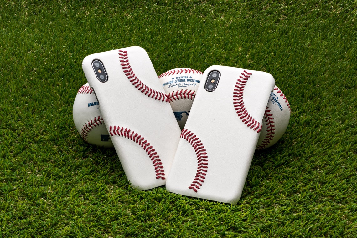 Leather Baseball Iphone Case / Raised Red Hand Stitching / - Etsy