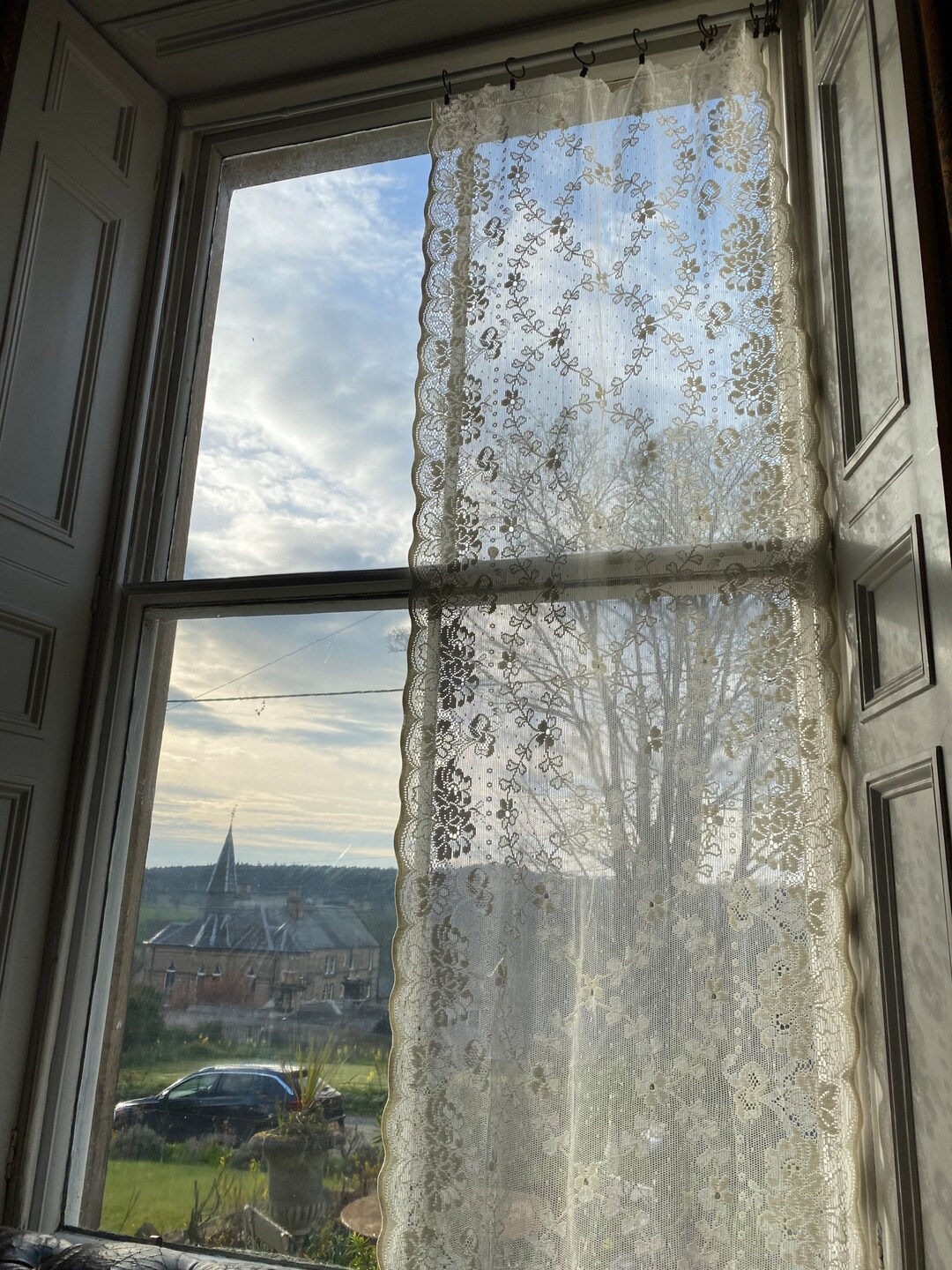 Beautiful Vintage Country Cottage Cotton Curtain Lace Panelling Yardage ...