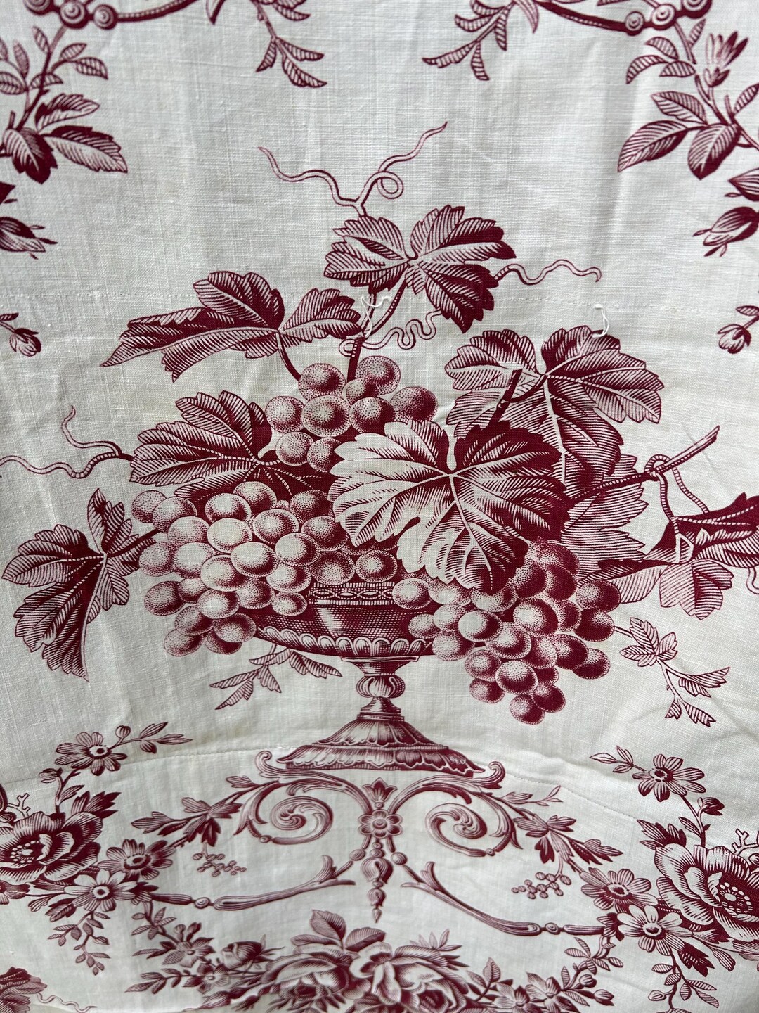 Antique C19th French Exotic Faded Floral Toile Period Cotton Fabric ...