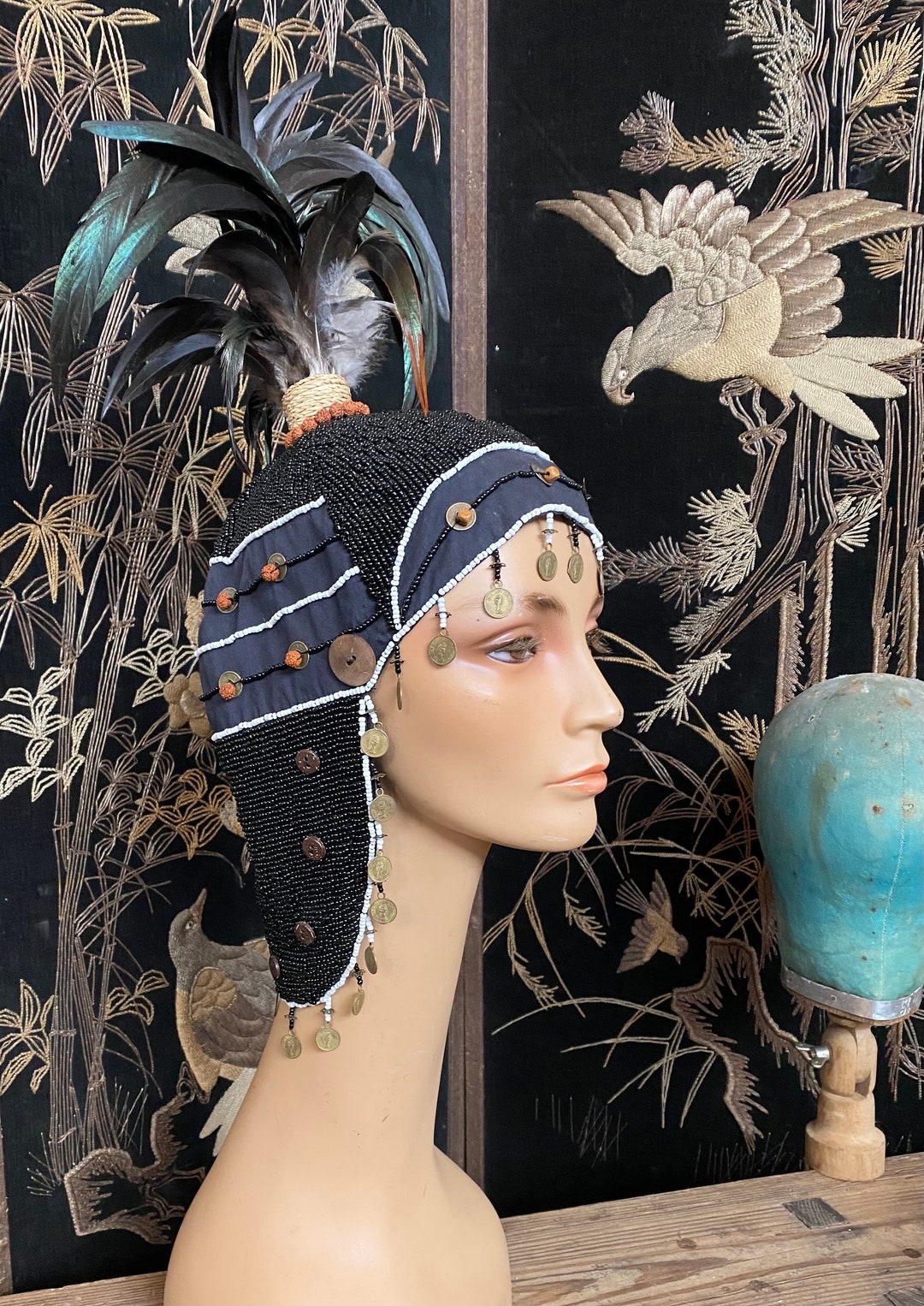 Stunning Designer Tribal Beaded Head Dress Rare Opportunity,film Sets ...