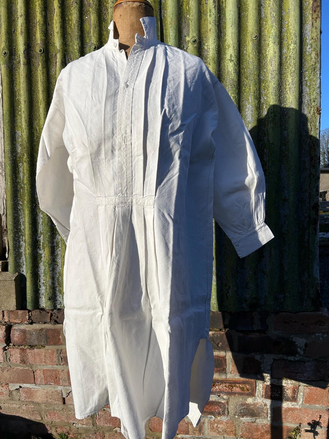 Antique French Linen Chemise: C1890s Homespun Smock Shirt, Monogram JP ...