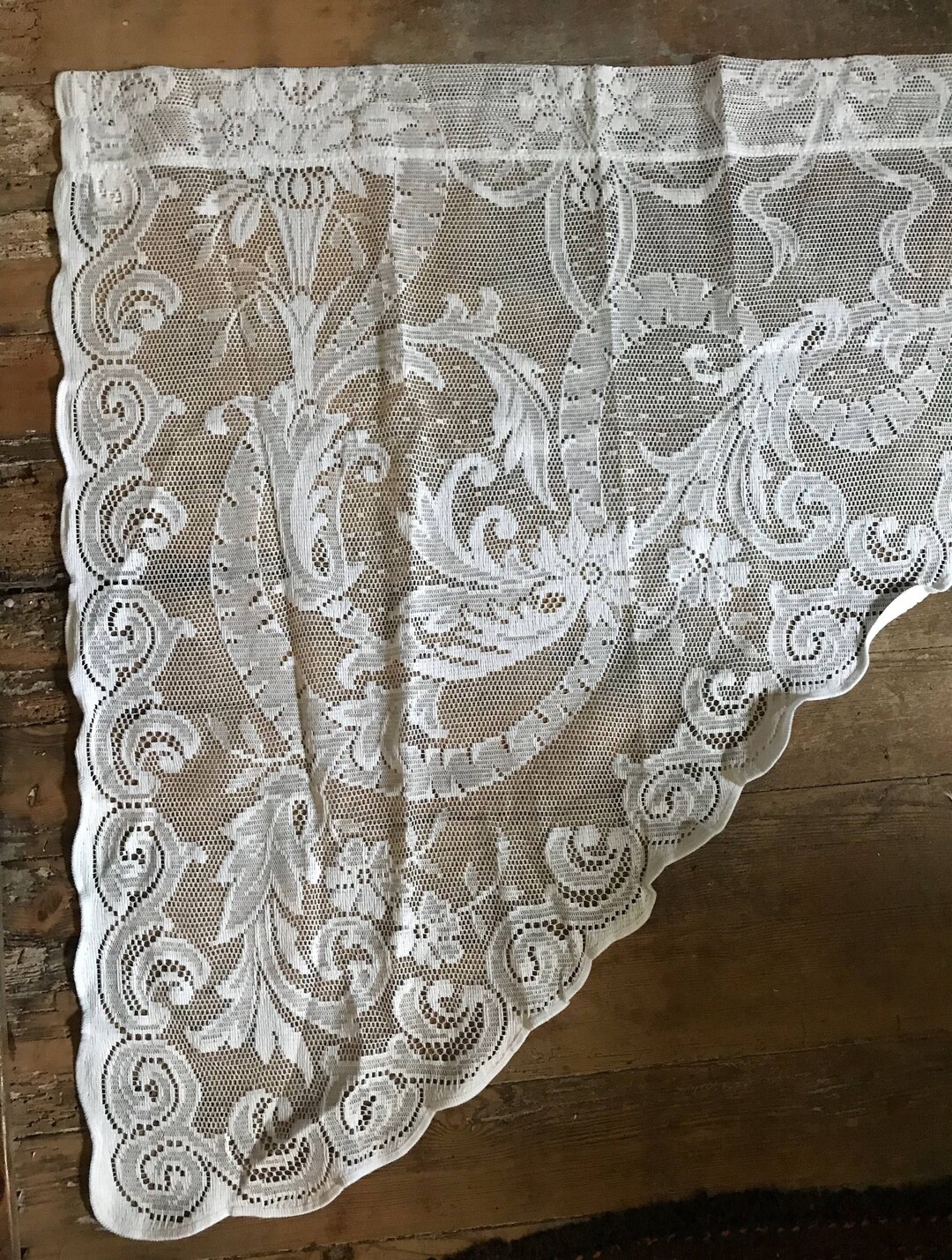 Vintage Scottish Lace Curtain Valance: Floral Victorian Style (70" X 24 ...