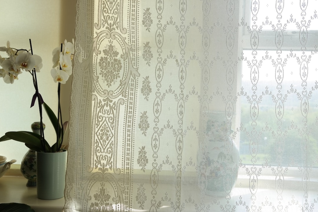 Scottish Madras Lace Curtain Panel: Victorian Floral Design, 68x100 ...