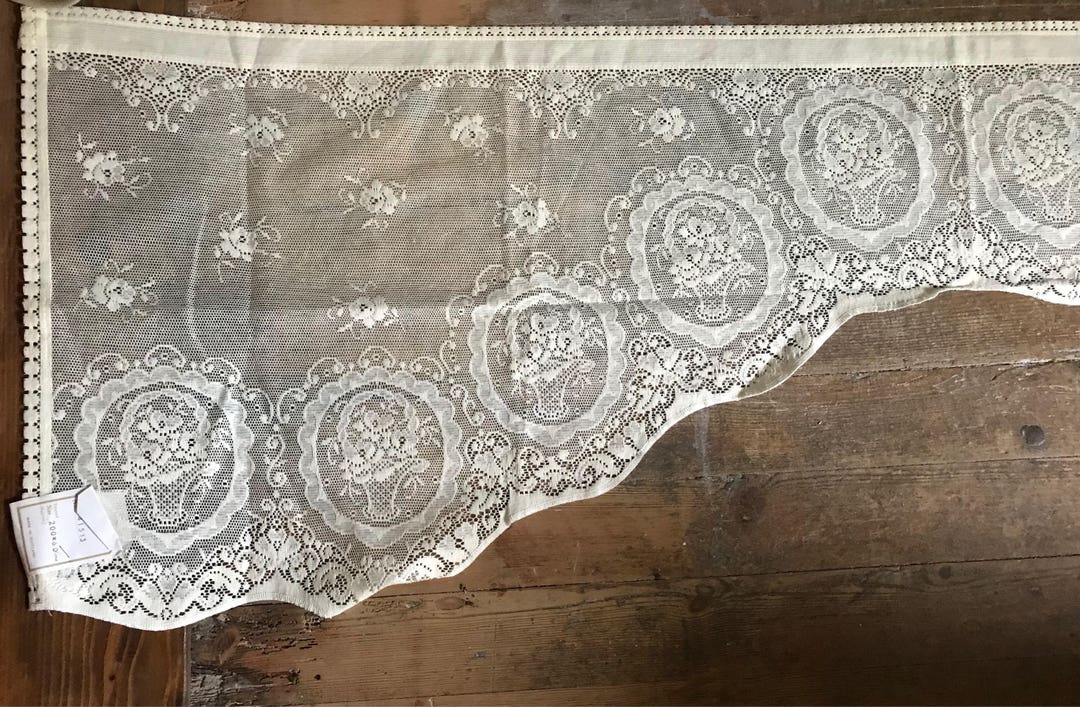 Vintage Scottish Lace Window Valance: Floral Victorian Style Cotton ...