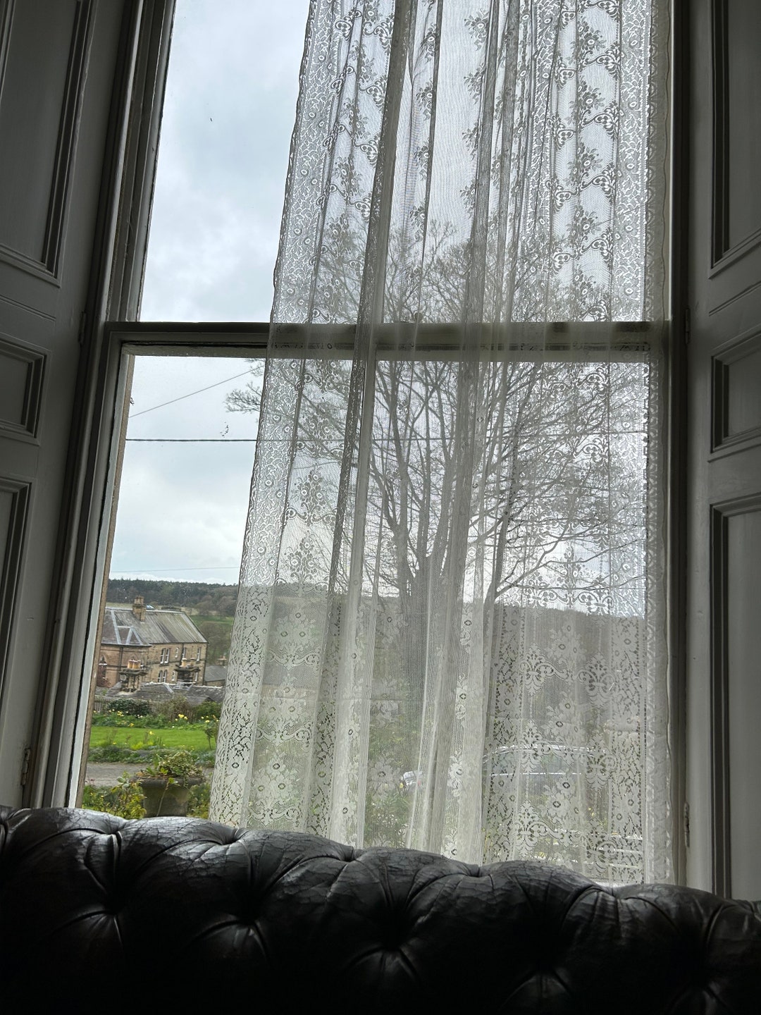 Marie- Antique Design Cream Cotton Lace Made in Scotland Lace Curtain ...