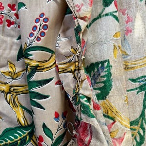 Jacobean Tree of Life Toile Fabric Panel: Vintage Linen Cotton (25”/30 ...
