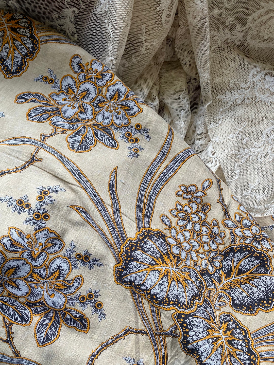 A Beautiful Large Antique French C19th Toile Period Design Cotton ...