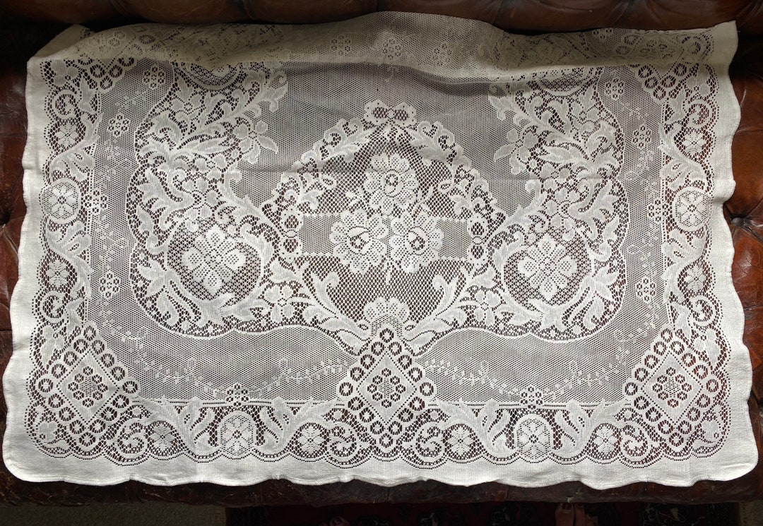 Victorian Cotton Lace Curtain Panel: Scottish Floral Valance 36x24 - Etsy