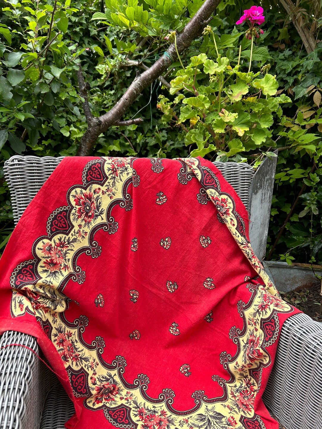 Beautiful Vintage Provencal French Cotton Fabric Tissu Foulard Square ...