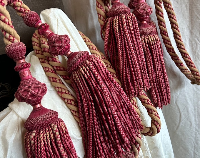 2 X C19th Exceptional French Bordeaux Raspberry Chateau Braided ...
