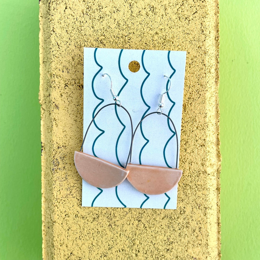 Medium Light Orange Half Circle Earrings Color Inspired - Etsy