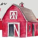 Red Barn Watercolor Clipart File, Farm Themed Clipart, Hand-illustrated ...