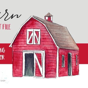 Red Barn Watercolor Clipart File, Farm Themed Clipart, Hand-illustrated ...