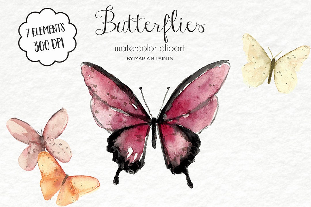 Watercolor Clip Art - Butterflies, Butterfly, Flutter, Insect, Nature ...