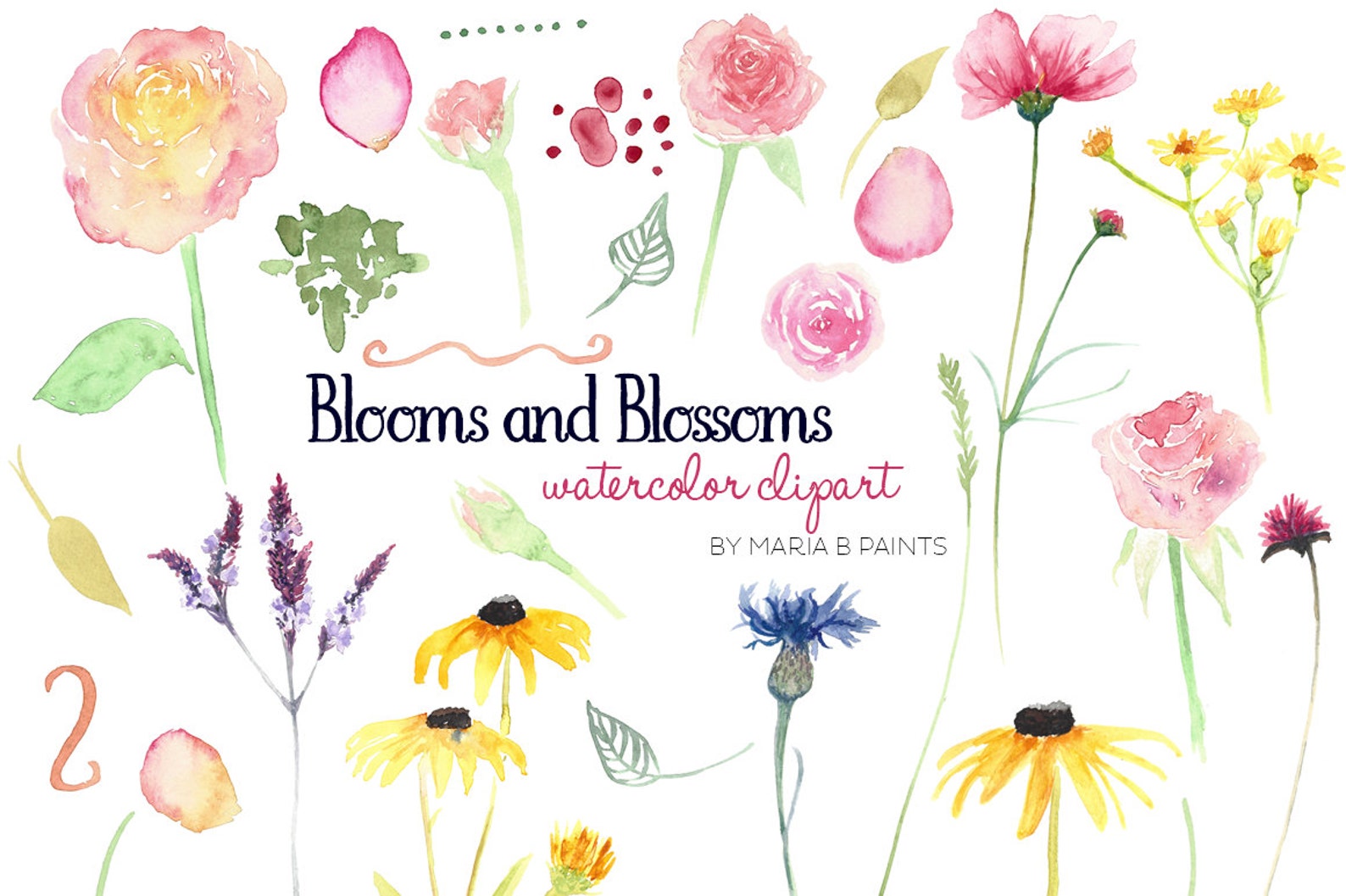 Flower Clip Art Watercolor Flowers Png Floral Clipart - Etsy