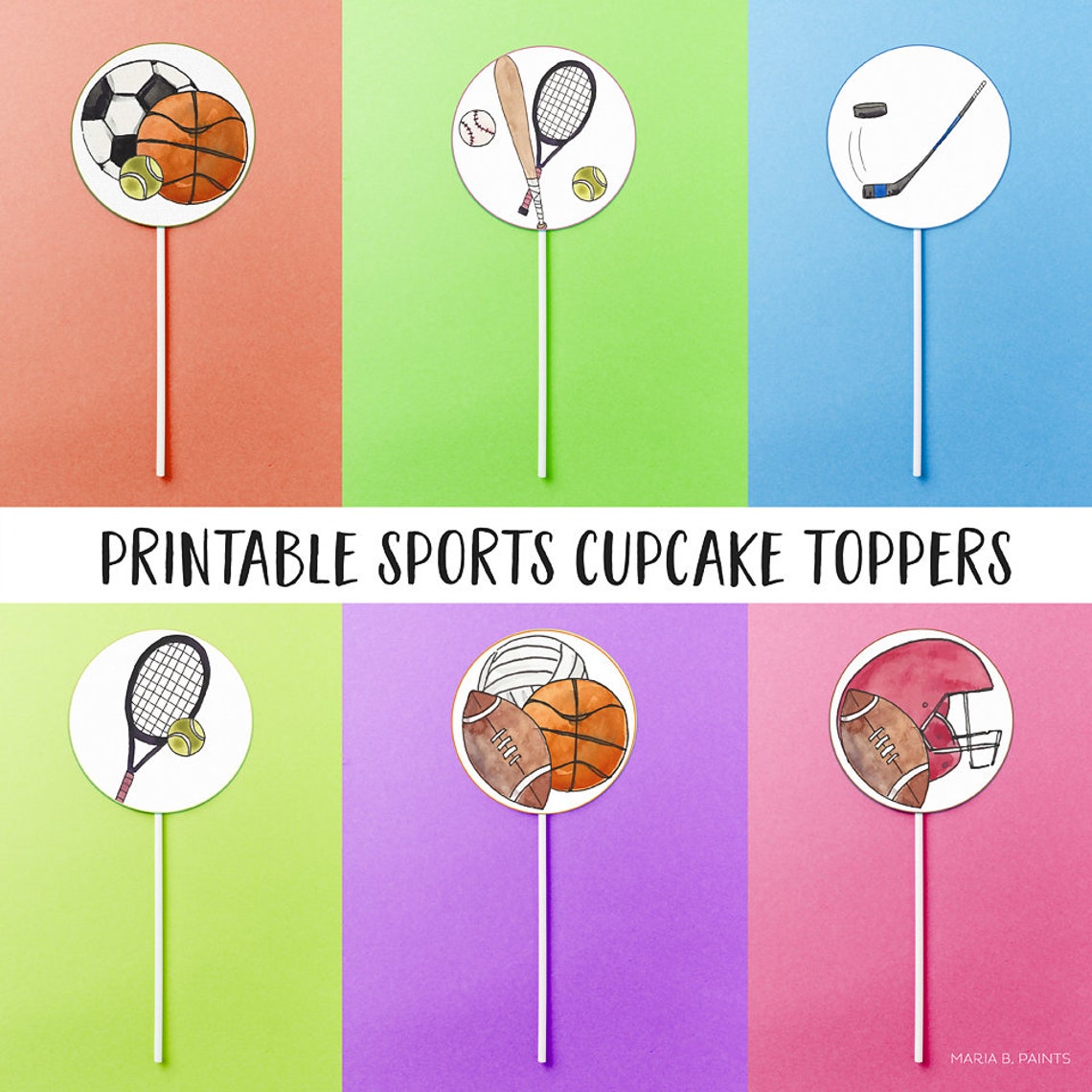 Printable Cupcake Toppers Sports, Sports Cupcake Picks, Sports Baby ...