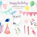 Birthday Clipart Watercolor for Boys and Girls Cake Clip Art - Etsy