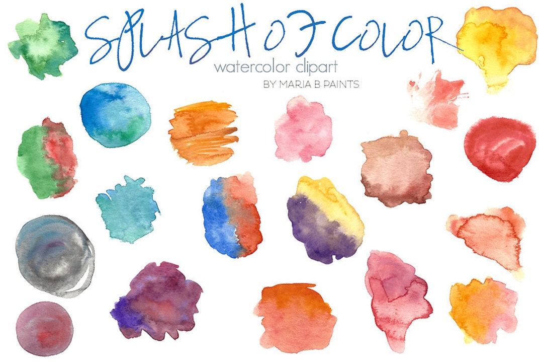 Watercolor Clip Art - Splashes- Personal Use - Instant Download- Colors ...