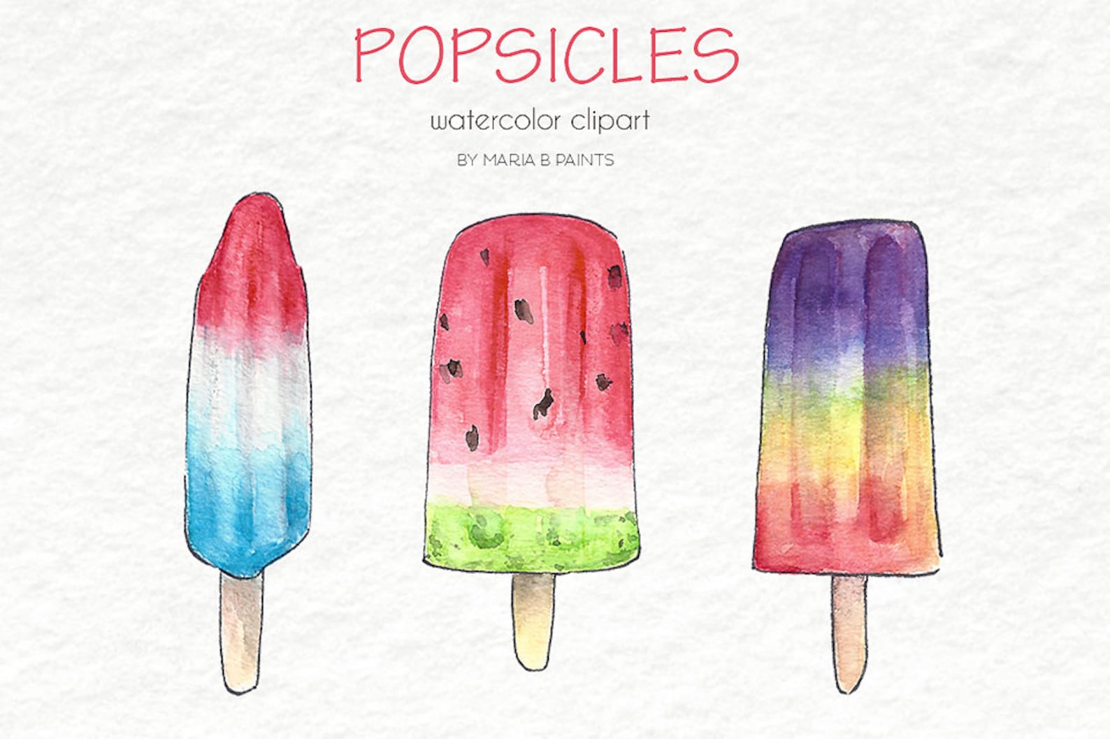 Popsicle Clipart, Popsicle Clip Art, Watercolor Popsicle Clip Art, Ice ...