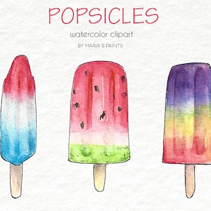 Popsicle Clipart, Popsicle Clip Art, Watercolor Popsicle Clip Art, Ice ...
