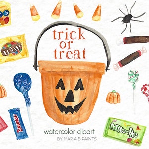 Watercolor Clip Art - Halloween- Personal Use- Instant Download - Candy ...