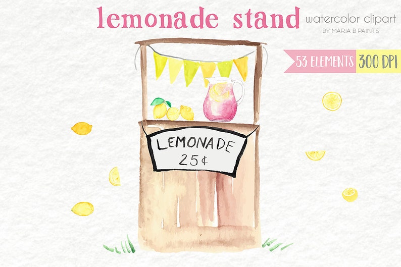 Lemon Watercolor Clipart, Lemons Clipart, Lemonade Clip Art, Cupcake ...