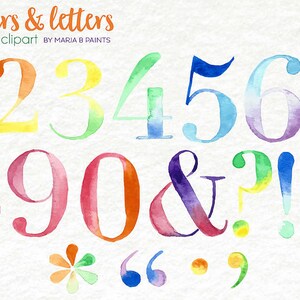 Alphabet Clipart for Teachers, Watercolor Letters, Numbers Clipart, Abc ...